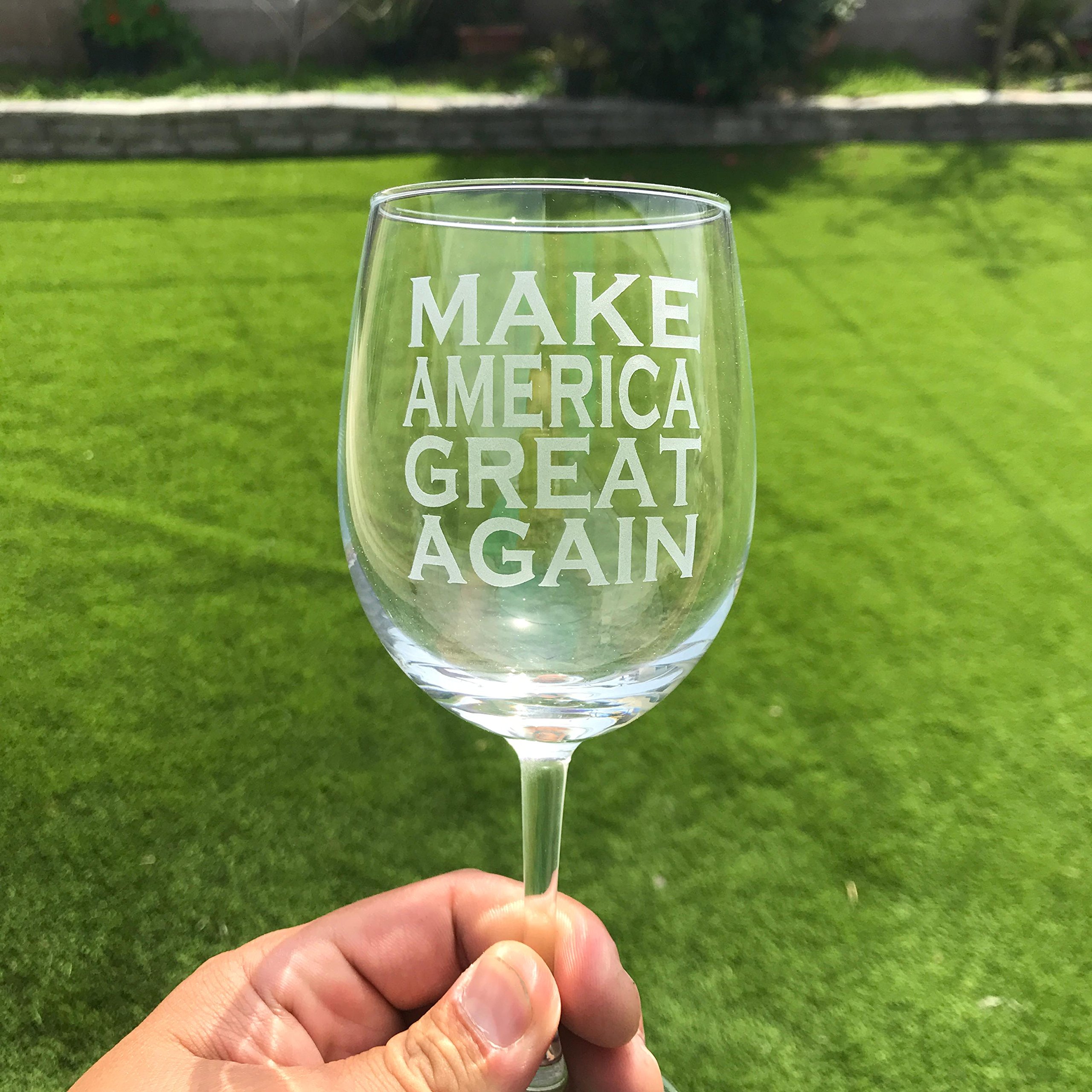 G136 Make America Great Again Wine Glass Etched Donald Trump President