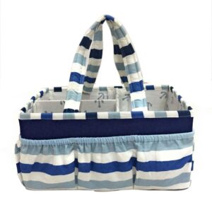 Bacati Little Sailor Nursery Fabric Storage Caddy with Handles, Blue