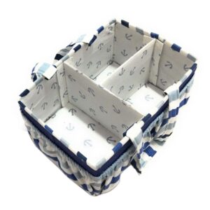 Bacati Little Sailor Nursery Fabric Storage Caddy with Handles, Blue