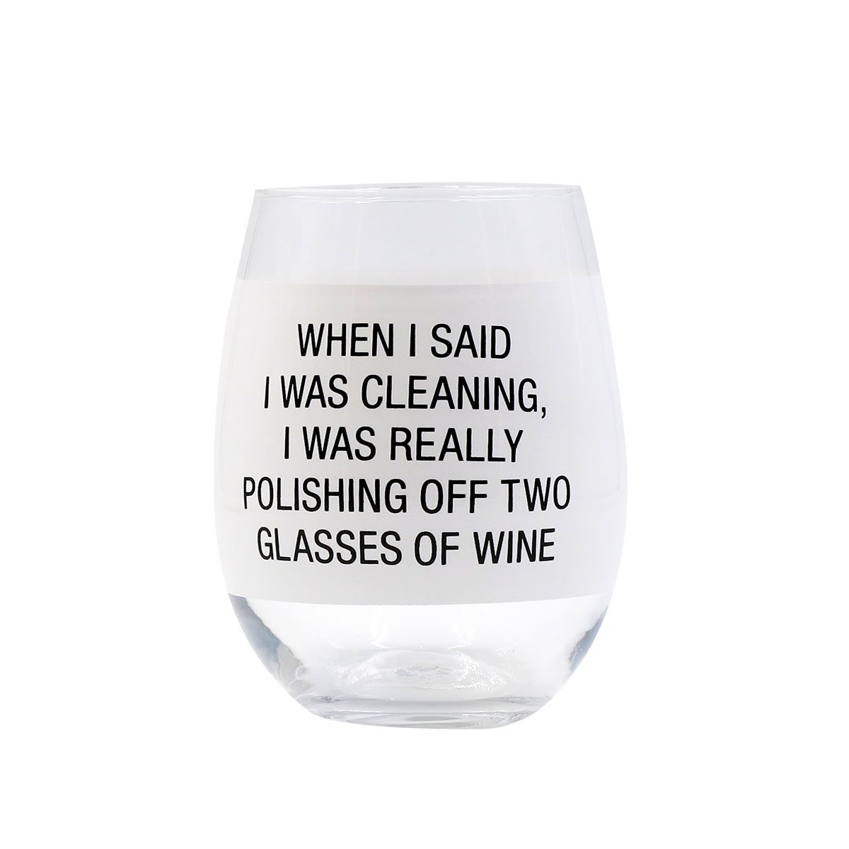 About Face Designs 122798 Polishing Off Wine Glass Stemless Wine Glass, 16 Oz, Clear