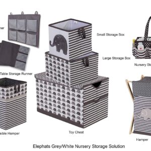 Bacati Elephants Unisex Fabric Storage Box/Tote, Grey