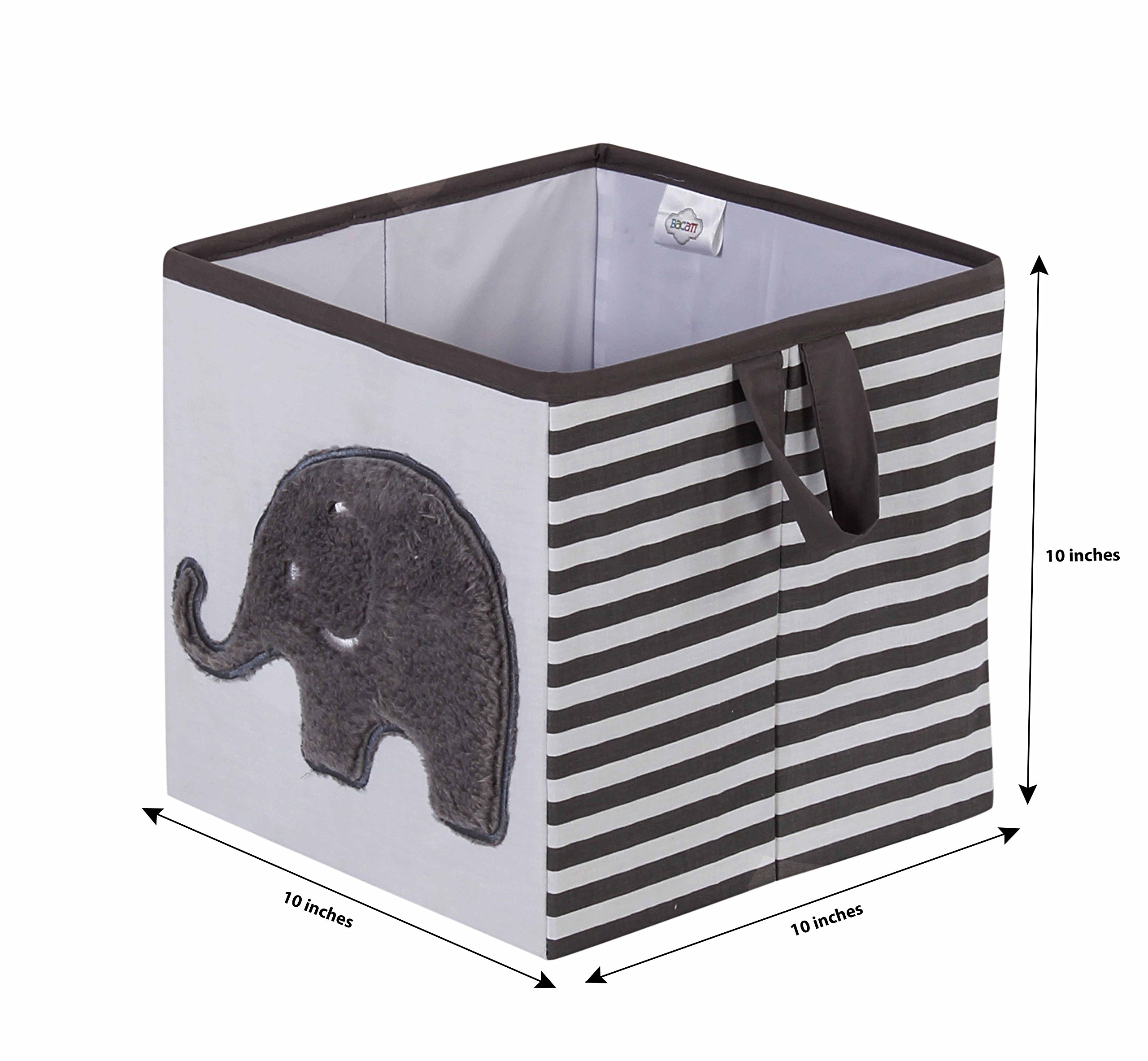 Bacati Elephants Unisex Fabric Storage Box/Tote, Grey