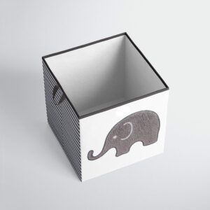 Bacati Elephants Unisex Fabric Storage Box/Tote, Grey