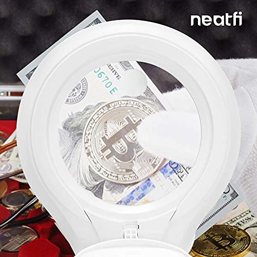 Neatfi (New Model Bifocals 1,200 Lumens Super LED Magnifying Lamp with Clamp, 5D + 20D, Dimmable, 60 Pcs SMD LED, 5 Inches Diameter Lens, Adjustable Arm (5 Diopter + 20 Diopter, White)