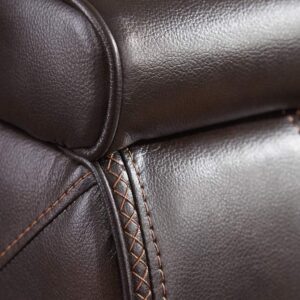 Signature Design by Ashley Warnerton Faux Leather Power Reclining Loveseat with Center Console, Brown