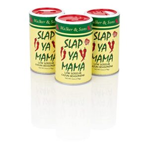 slap ya mama cajun seasoning from louisiana, low sodium blend, no msg and kosher, 6 ounce can, pack of 3