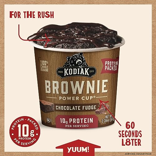 Kodiak Cakes Chocolate Fudge Brownie in a Cup, 2.36 Ounce (Pack of 12) (Packaging May Vary)