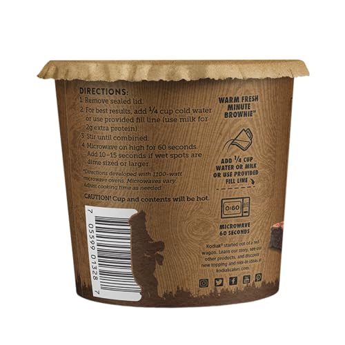 Kodiak Cakes Chocolate Fudge Brownie in a Cup, 2.36 Ounce (Pack of 12) (Packaging May Vary)