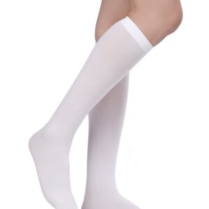 SATINIOR Women's Knee High Halloween Cosplay Stockings Socks Boots, White, Small