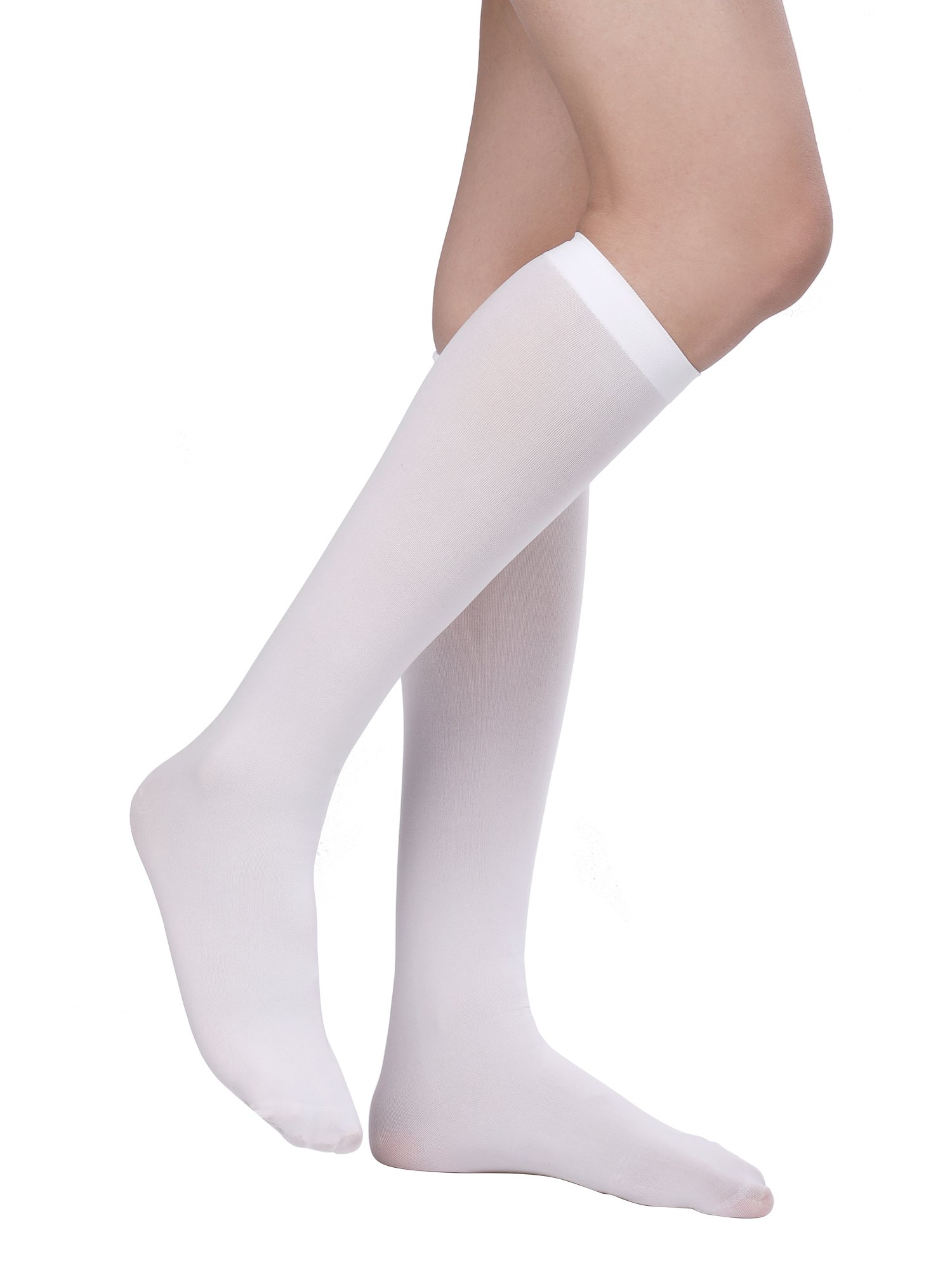 SATINIOR Women's Knee High Halloween Cosplay Stockings Socks Boots, White, Small