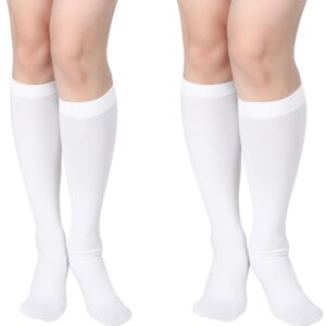 SATINIOR Women's Knee High Halloween Cosplay Stockings Socks Boots, White, Small