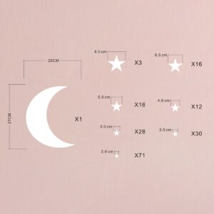 Moon and Stars Wall Decal Vinyl Sticker for Kids Boy Girls Baby Room Decoration Good Night Nursery Wall Decor Home House Bedroom Design YMX16 (White)