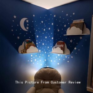 Moon and Stars Wall Decal Vinyl Sticker for Kids Boy Girls Baby Room Decoration Good Night Nursery Wall Decor Home House Bedroom Design YMX16 (White)