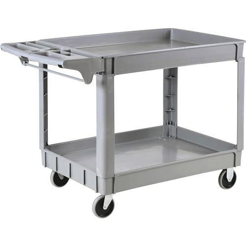 Ironton 500-Lb. Capacity 2 Tray Utility Cart, Maintenance-Free Structural Foam Construction Cargo Pushcart, Scratch Resistant, Easy to Clean Service Cart, 46 3/5in.W x 25 2/5in.D x 32 7/10in.H