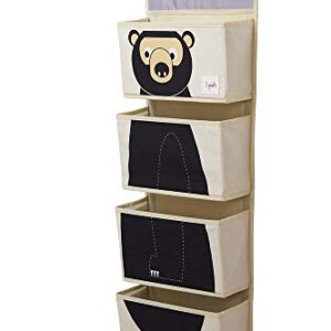 3 Sprouts Over The Door Baby Organizer - Essential Newborn Nursery Storage, Stuffed Animal Holder and Toy Organizer for Room and Closet - Bathroom and Bedroom Storage Solution - Hooks Included, Bear