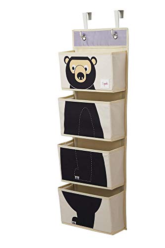 3 Sprouts Over The Door Baby Organizer - Essential Newborn Nursery Storage, Stuffed Animal Holder and Toy Organizer for Room and Closet - Bathroom and Bedroom Storage Solution - Hooks Included, Bear