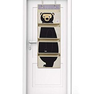 3 Sprouts Over The Door Baby Organizer - Essential Newborn Nursery Storage, Stuffed Animal Holder and Toy Organizer for Room and Closet - Bathroom and Bedroom Storage Solution - Hooks Included, Bear