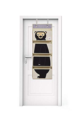 3 Sprouts Over The Door Baby Organizer - Essential Newborn Nursery Storage, Stuffed Animal Holder and Toy Organizer for Room and Closet - Bathroom and Bedroom Storage Solution - Hooks Included, Bear