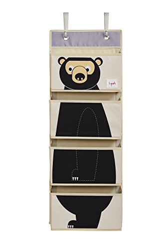 3 Sprouts Over The Door Baby Organizer - Essential Newborn Nursery Storage, Stuffed Animal Holder and Toy Organizer for Room and Closet - Bathroom and Bedroom Storage Solution - Hooks Included, Bear