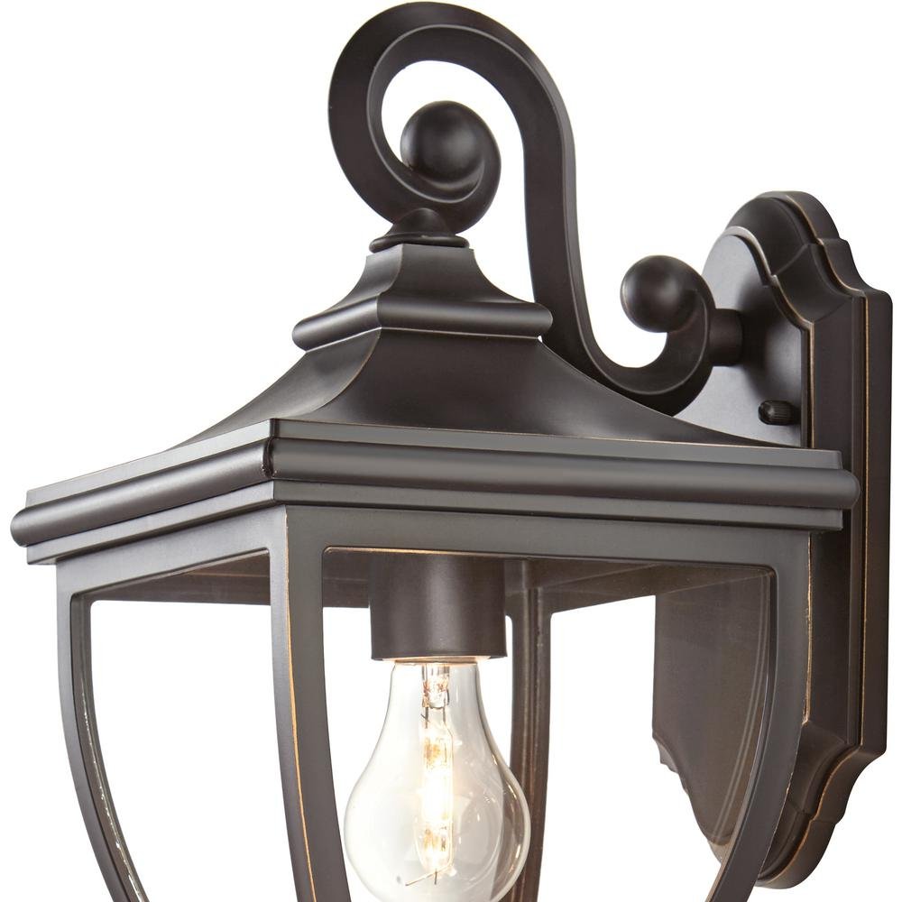 Home Decorators Collection 23462 1-Light Oil-Rubbed Bronze Outdoor 8" Wall Mount Lantern with Clear Glass