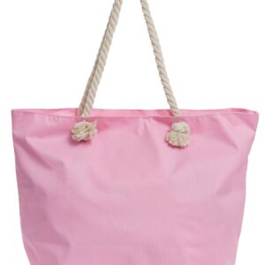 Leisureland Large Beach Tote Bag, Top Zipper Boat Bag (Flamingo)