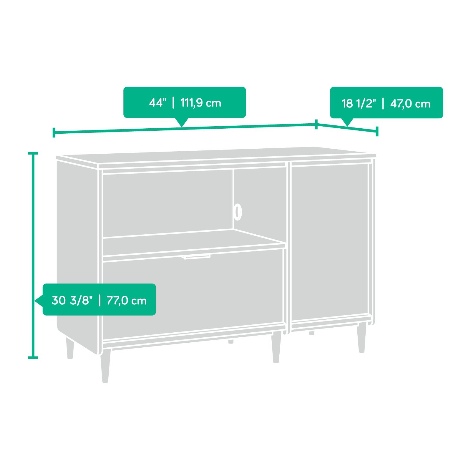 Sauder Clifford Place Credenza, For TV's up to 46", Grand Walnut finish