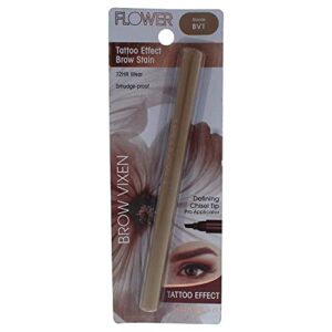 flower beauty brow vixen tattoo effect stain - smudge proof, 12 hr wear eyebrow makeup with chisel tipped applicator, contains aloe vera & vitamin e (blonde)