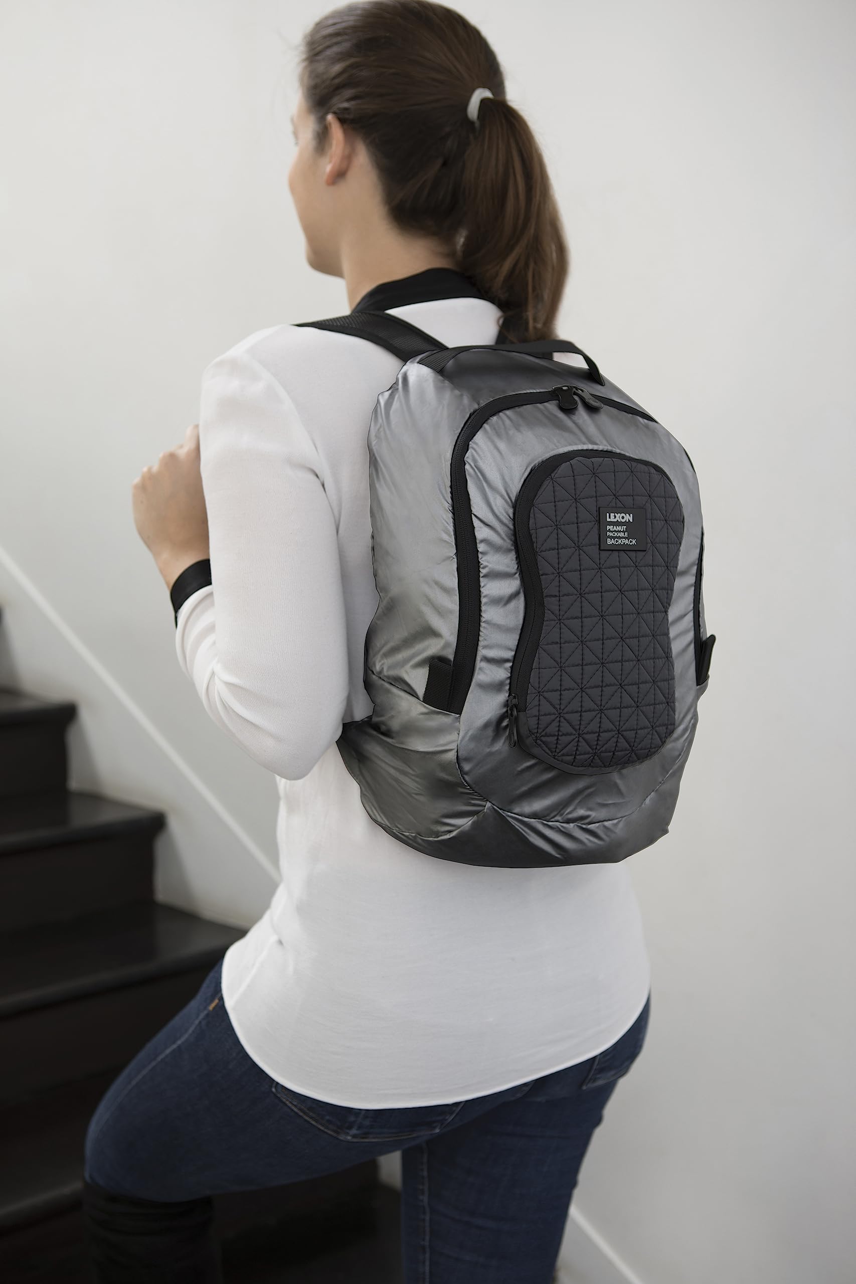 Lexon Peanut Foldable Light Weight Backpack (Gun Metal)