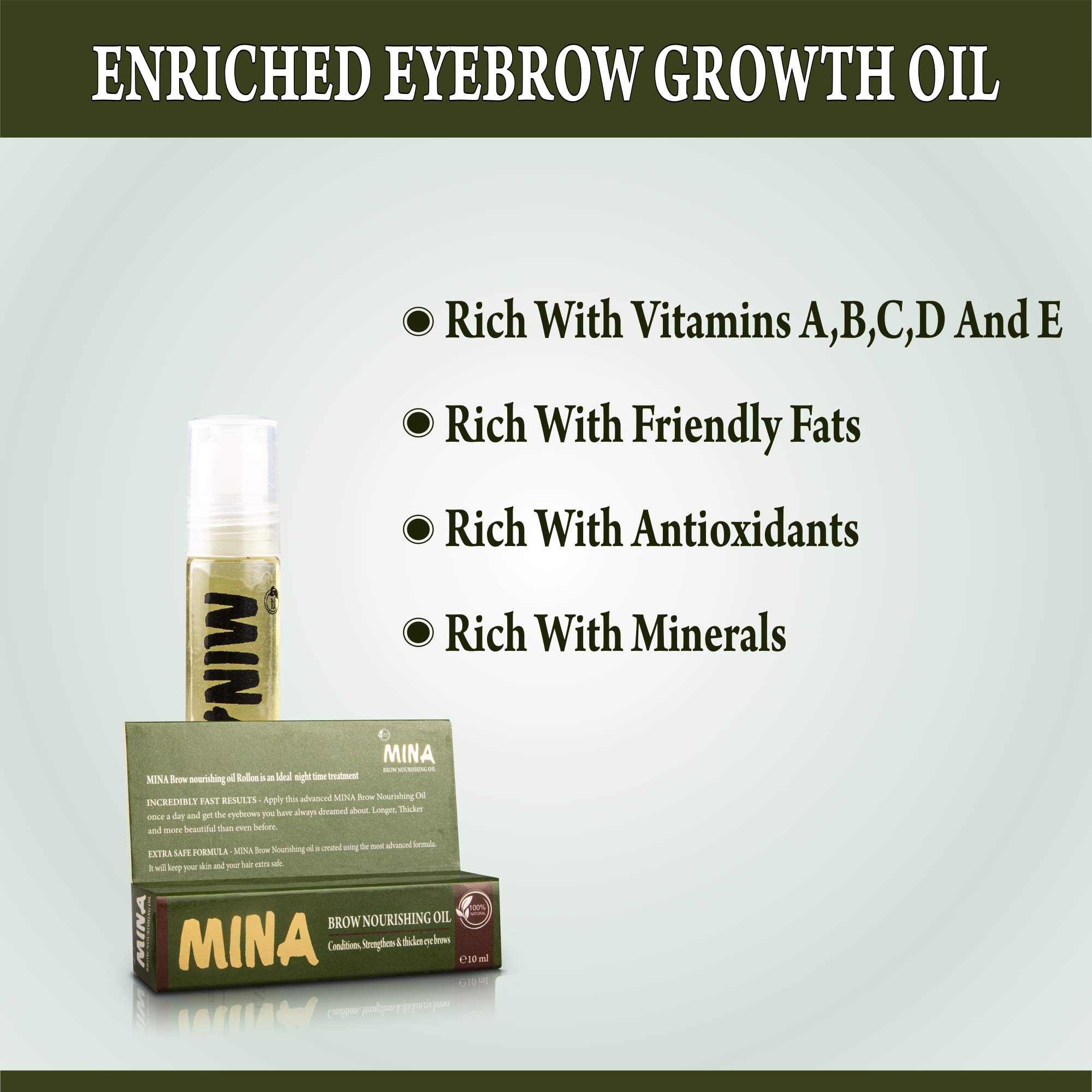 MINA iBrow Nourishing oil Stimulate Growth For Eyebrow, Eye Lashes, Hair, Skin Moisturizer(10 Ml)