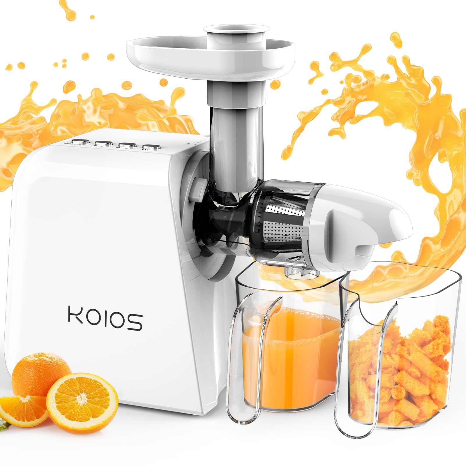 KOIOS Upgraded Juicer Machines, Cold Press Juicer, Slow Masticating Juicers with Two Speed Modes, Juicer Extractor for fruits and veggies, Reverse Function, Full Copper Motor, Easy to Clean with Brush