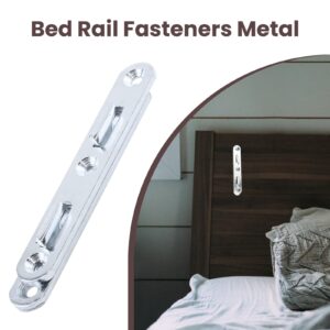 Antrader Wood Bed Rail Connecting Fittings, 5 Inch Zinc Round Bed Hook, Set of 4