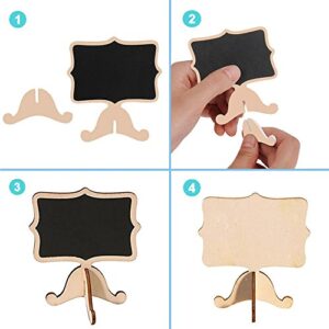 20 Pcs Wood Mini Chalkboard Signs with Support Easels, Place Cards, Small Rectangle Chalkboards Blackboard for Weddings, Birthday Parties, Table Numbers, Message Board Signs and Event Decorations