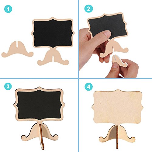 20 Pcs Wood Mini Chalkboard Signs with Support Easels, Place Cards, Small Rectangle Chalkboards Blackboard for Weddings, Birthday Parties, Table Numbers, Message Board Signs and Event Decorations