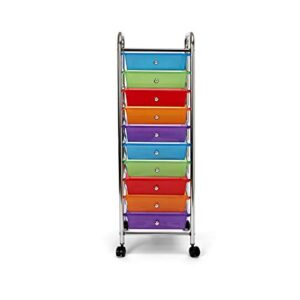 Seville Classics 10-Drawer Multipurpose Mobile Rolling Utility Storage Organizer Cart, Multicolor