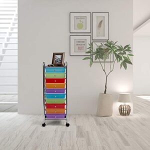 Seville Classics 10-Drawer Multipurpose Mobile Rolling Utility Storage Organizer Cart, Multicolor