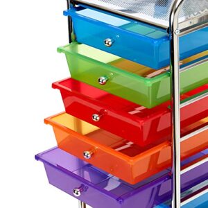 Seville Classics 10-Drawer Multipurpose Mobile Rolling Utility Storage Organizer Cart, Multicolor