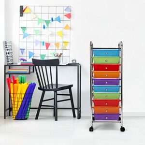 Seville Classics 10-Drawer Multipurpose Mobile Rolling Utility Storage Organizer Cart, Multicolor