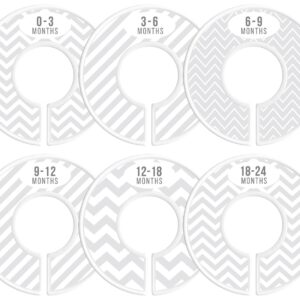 Baby Closet Size Dividers, Light Grey, Set of 6 Organizers, Stripe, Chevron