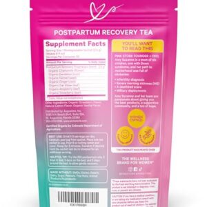 Pink Stork Postpartum Recovery Herbal Tea, Organic Red Raspberry Leaf with Chamomile, Hormone Balance for Women after Labor and Delivery, Strawberry Passion, Caffeine-Free, 15 Sachets