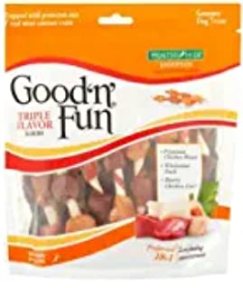 Good'n'Fun Triple Flavored Rawhide Kabobs Chews for Dogs, 12 Oz