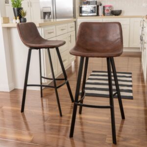 Christopher Knight Home Dax Barstools, 2-Pcs Set, Snake Skin Brown