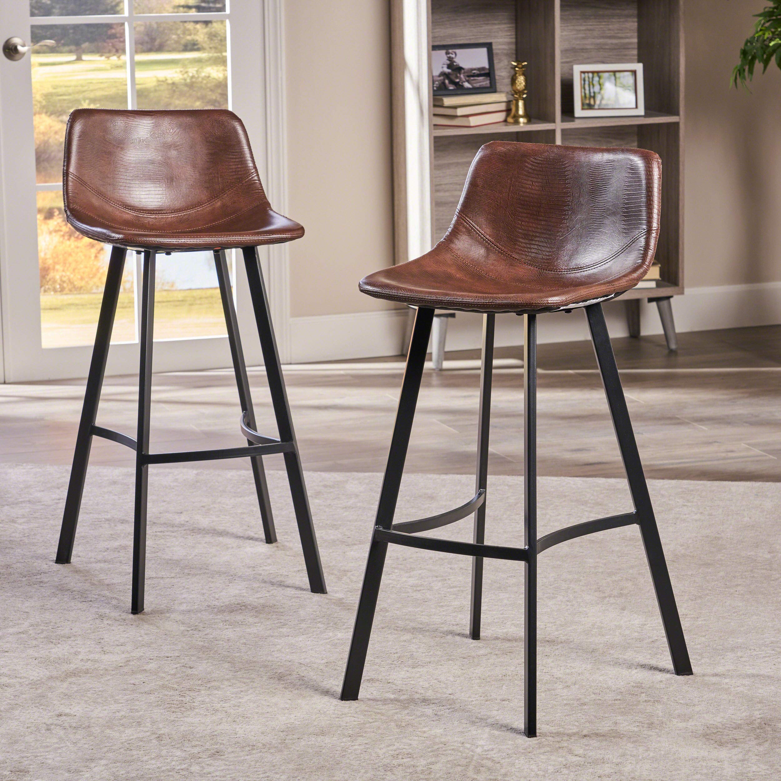 Christopher Knight Home Dax Barstools, 2-Pcs Set, Snake Skin Brown