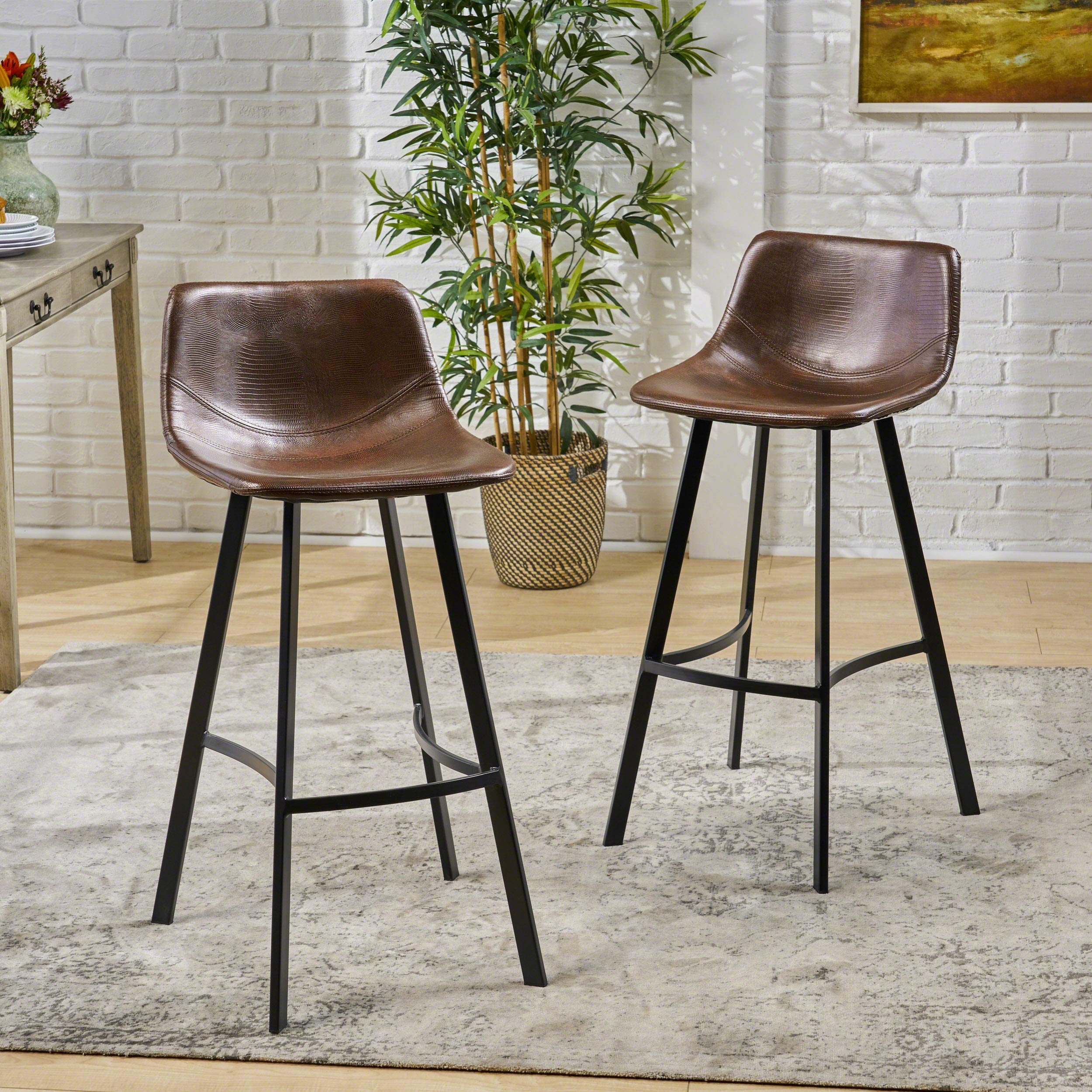 Christopher Knight Home Dax Barstools, 2-Pcs Set, Snake Skin Brown