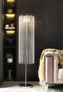 surpars house raindrop crystal floor lamp on/off switch in line,silver