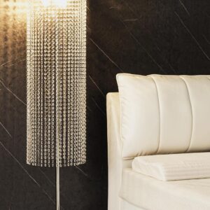 Surpars House Raindrop Crystal Floor Lamp On/Off Switch in Line,Silver