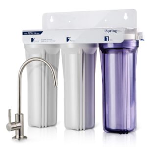 ispring us31 classic 3-stage under sink water filtration system for drinking, tankless, high capacity, sediment + carbon + carbon (newest version)