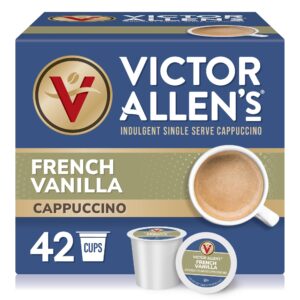 victor allen's coffee french vanilla flavored cappuccino mix, 42 count, single serve k-cup pods for keurig k-cup brewers