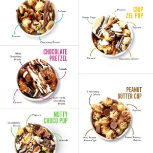 Funky Chunky Gourmet Popcorn Sampler Variety Pack with all 5 flavors: Sea Salt Caramel, Nutty Choco Pop, Peanut Butter Cup, Chip Zel Pop, and Chocolate Pretzel, 2 oz (5 Bags)