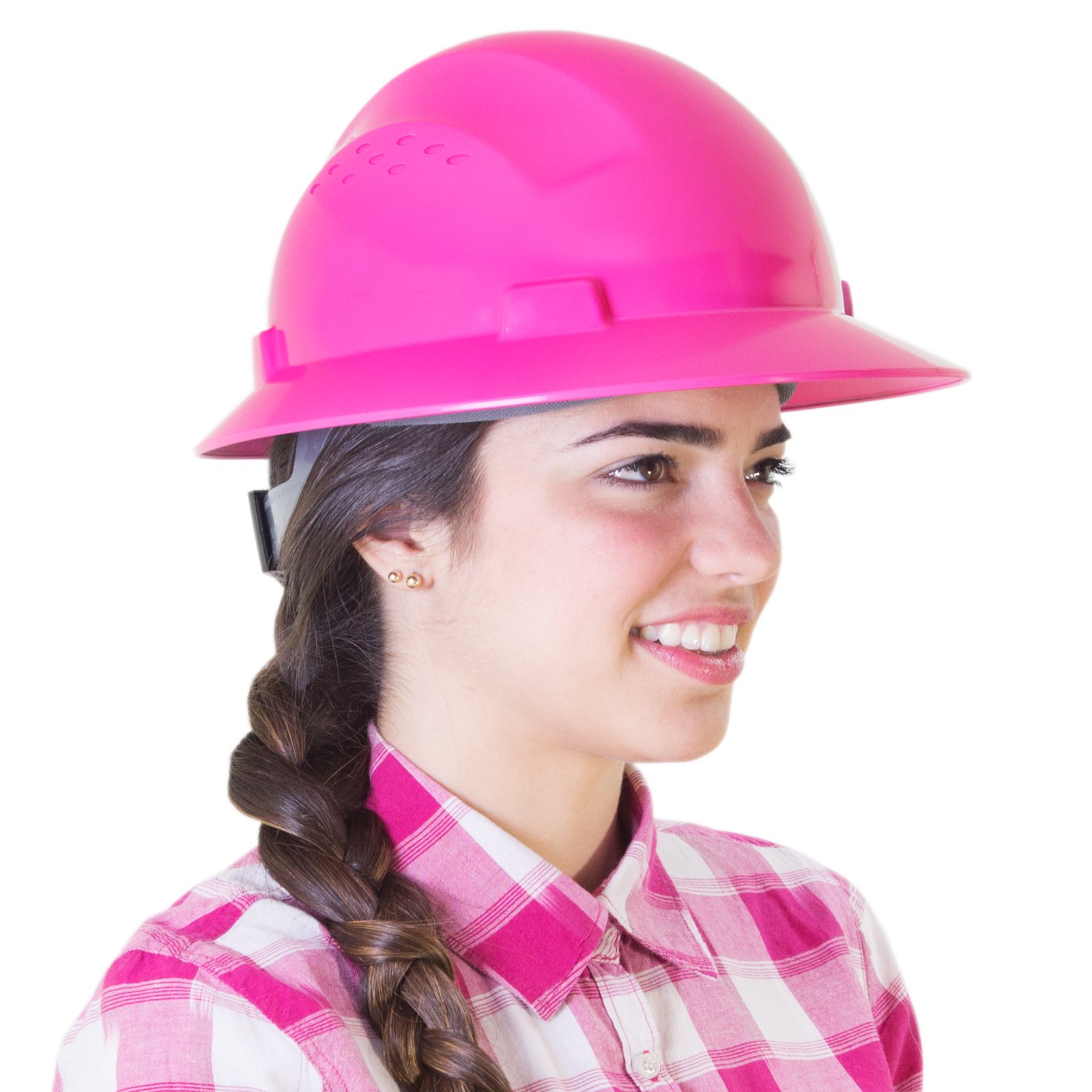 JORESTECH Safety Hard Hat Pink HDPE Full Brim Helmet with 4-Point Adjustable Ratchet Suspension for Work, Home, and General Headwear Protection ANSI Z89.1-14 Compliant HHAT-02