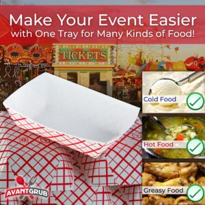 Heavy Duty, Grease Resistant 2 Lb Paper Food Trays 100 Pk. Recyclable, Coated Paperboard Basket Ideal for Festival, Carnival, Concession Stand Treats Like Fries, Ice Cream & Chicken Tenders